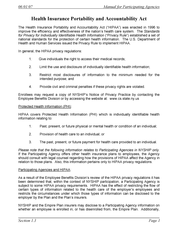 Manual For Participating Agencies