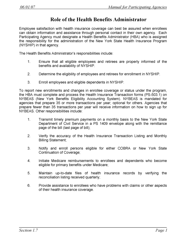 Manual For Participating Agencies