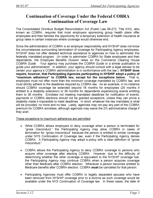 Manual For Participating Agencies